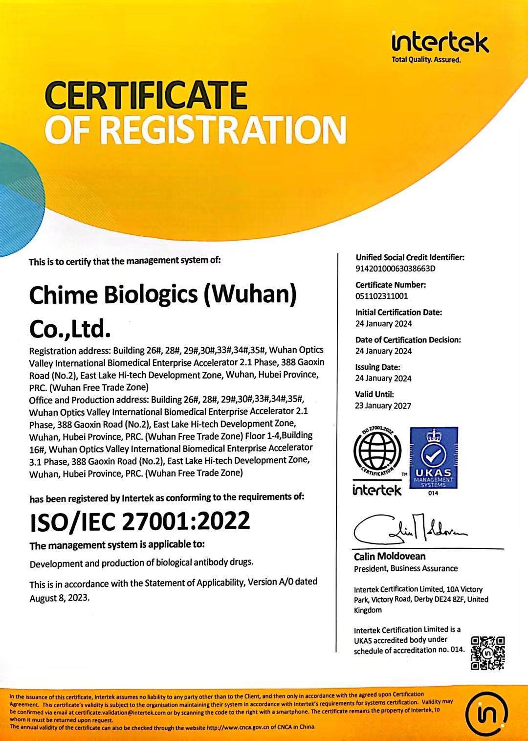 Chime Biologics Achieves ISO 27001 Certification to Strengthen ...